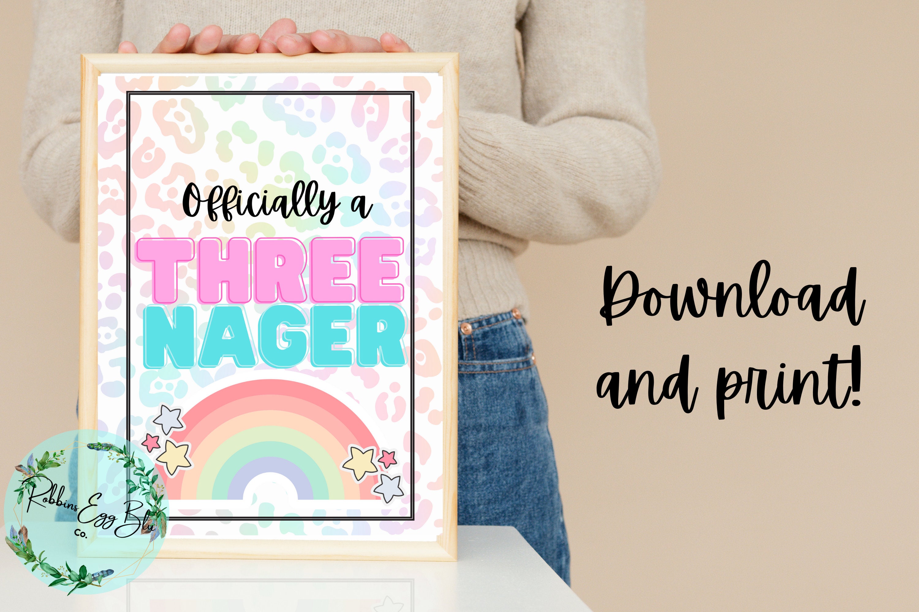 Cheetah Print Threenager Birthday Sign Bundle Threenager Wall Art ...