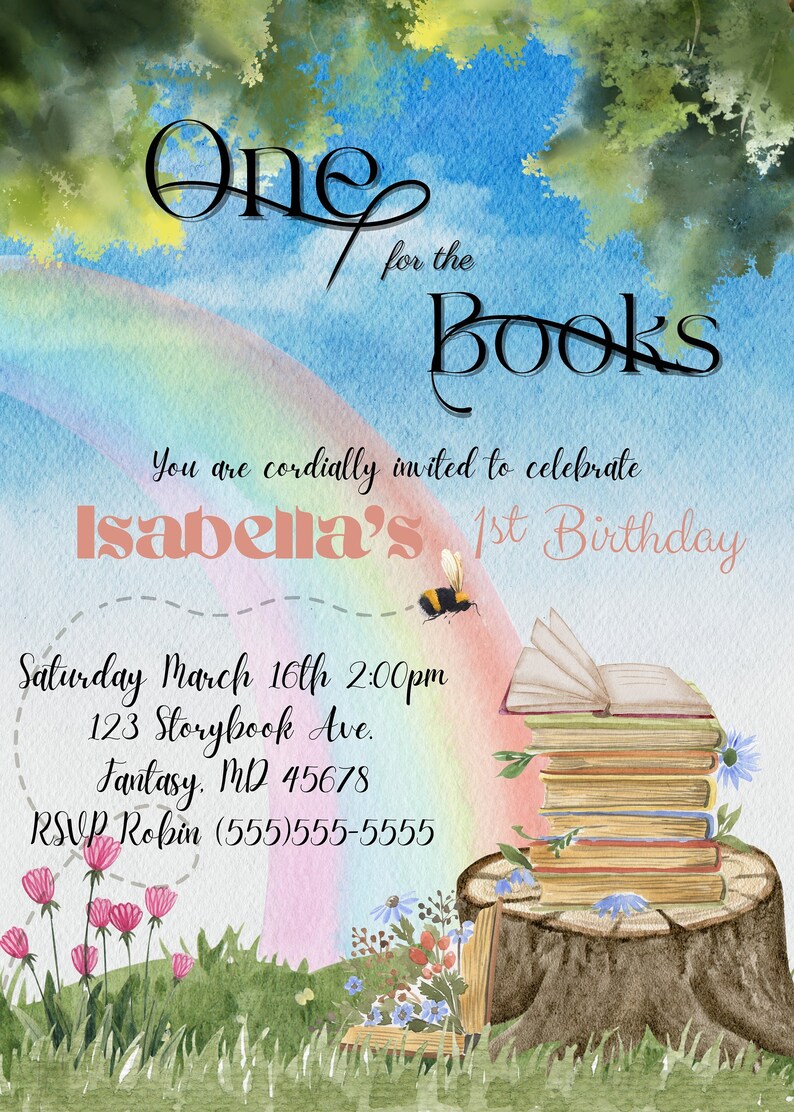 Book Birthday Invitationone for the Books 1st Birthday Invitation ...