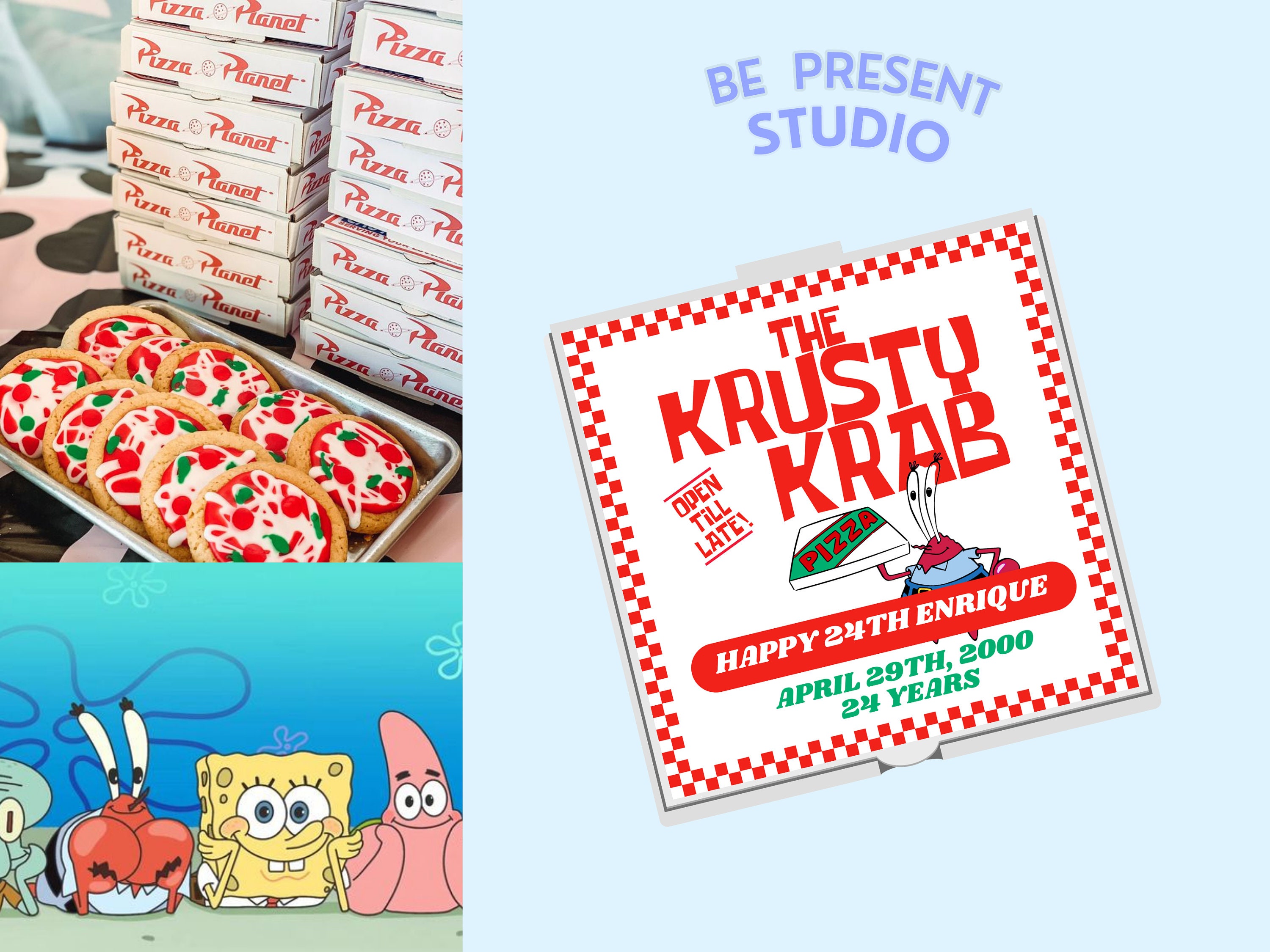 Custom Pizza Box Birthday Spongebob Pizza Box Ninja Party Favor ...