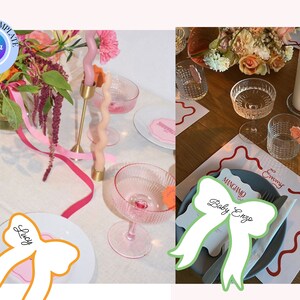 Bow Shaped Table Place Name Wedding Name Card Editable Template Colours ...