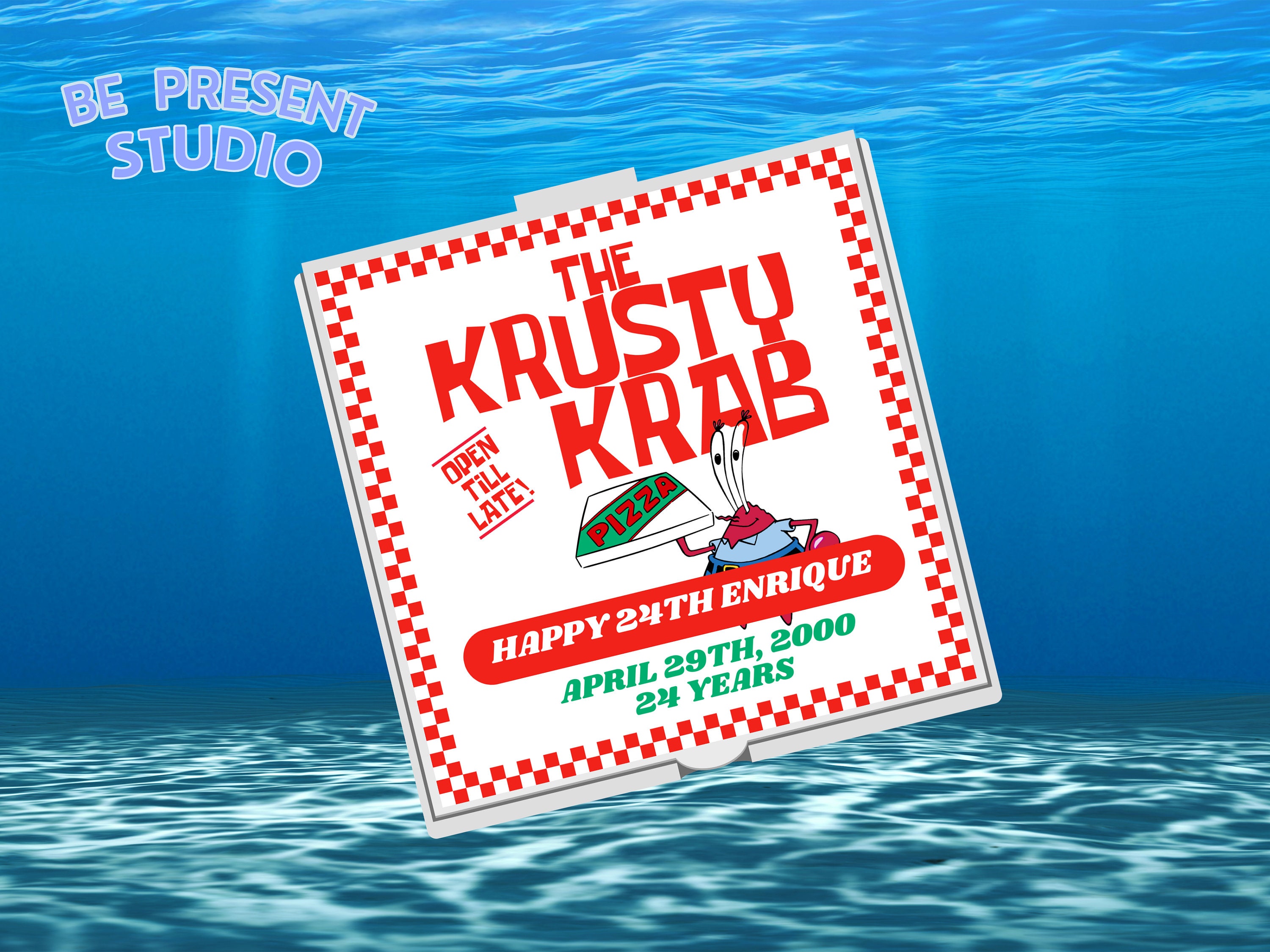 Custom Pizza Box Birthday Spongebob Pizza Box Ninja Party Favor ...