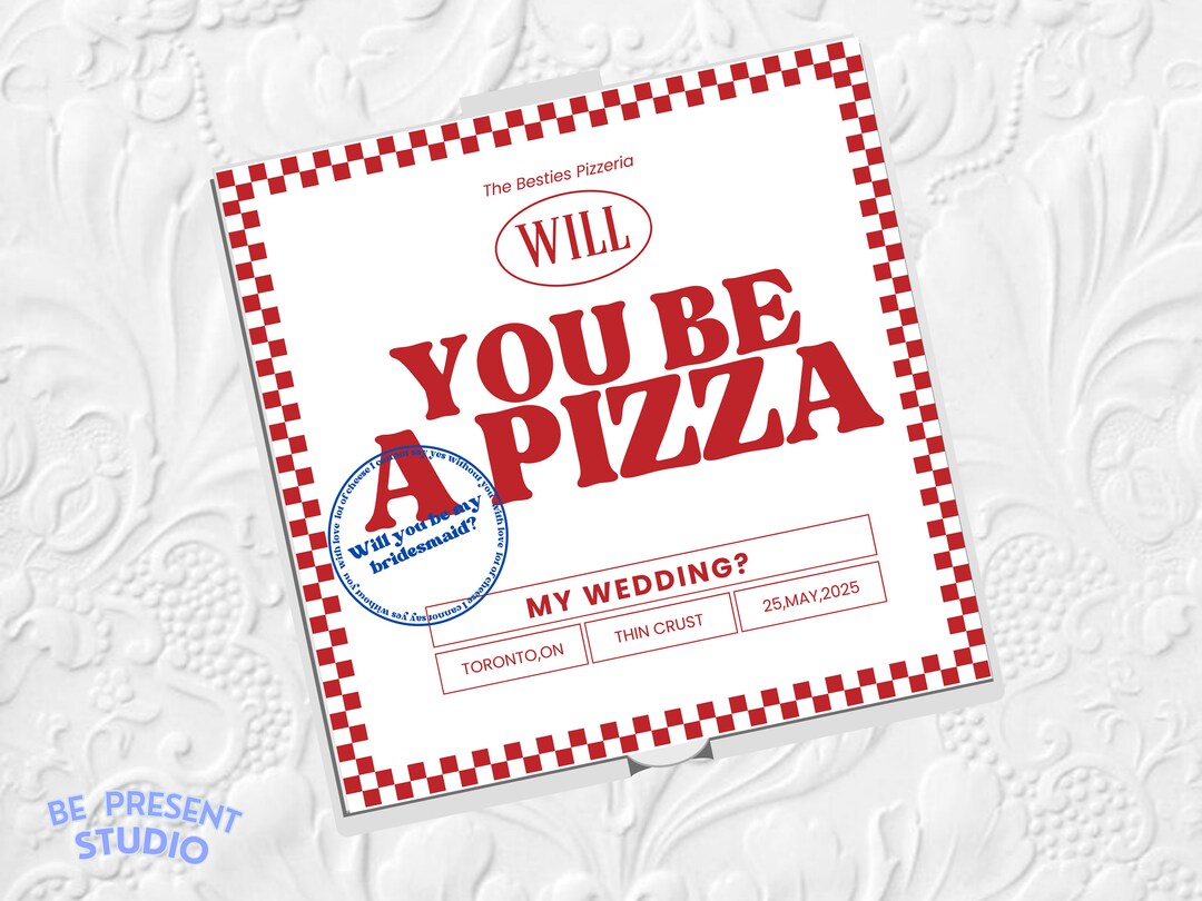 Bridesmaid Pizza Box Proposal Template, Custom Pizza Boxes, Wedding ...