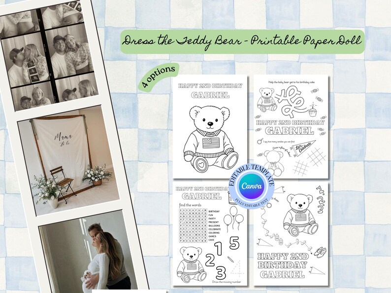 Personalized Teddy Bear Birthday Coloring Sheet: Kids Party Activity ...