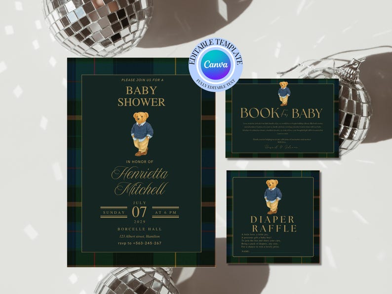 Ralph Lauren Polo Baby Shower Invitation Template Bar Classic Plaid ...