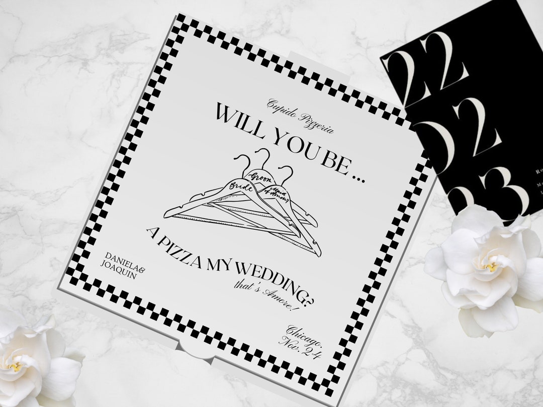 Bridesmaid Pizza Box Proposal Template, Digital Bridesmaid Proposal for ...