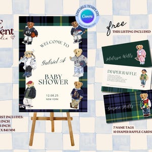 Welcome Sign Ralph Lauren Polo Baby Shower Template Bar Classic Plaid ...