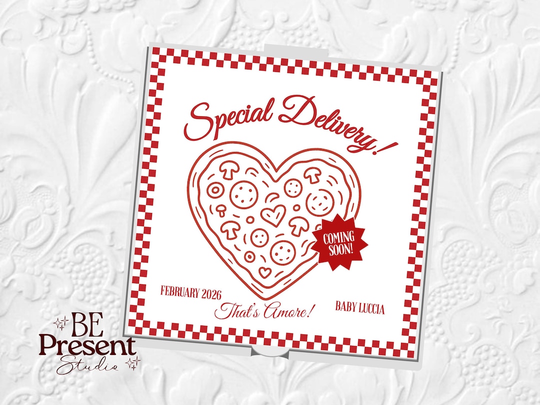Personalized Pizza Box Pregnancy Announcement, Baby Shower (digital ...
