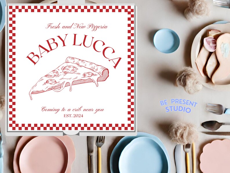 Pregnancy Announcement Digital, Baby Announcement, Digital Pizza Box ...