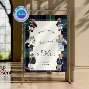 Welcome Sign Ralph Lauren Polo Baby Shower Template Bar Classic Plaid ...