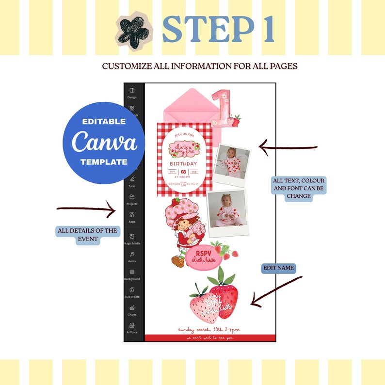 Berry First Birthday Website Invitation | Strawberry First Birthday ...