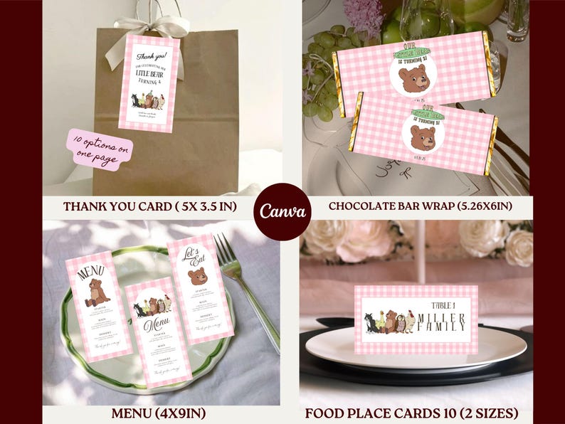 Little Bear Birthday Party Bundle: Neutral Decor, Printable Kit (canva ...