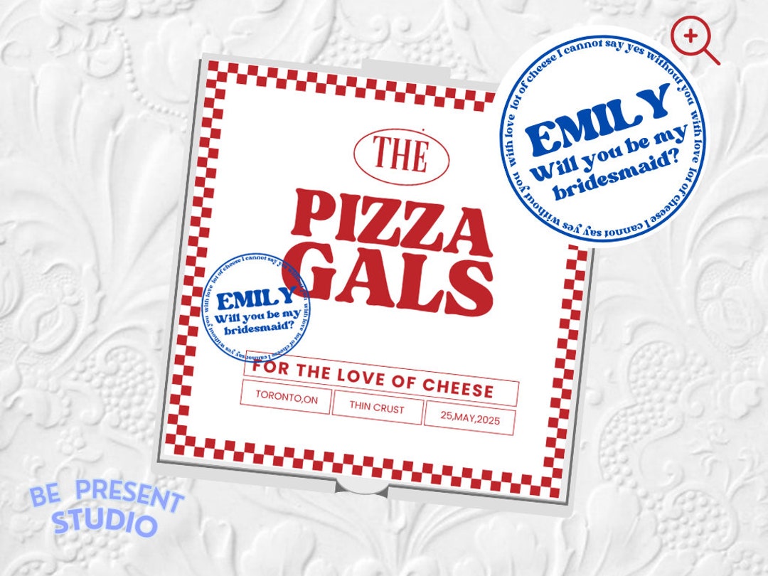 Bridesmaid Pizza Box Proposal Template, Custom Pizza Boxes, Wedding ...