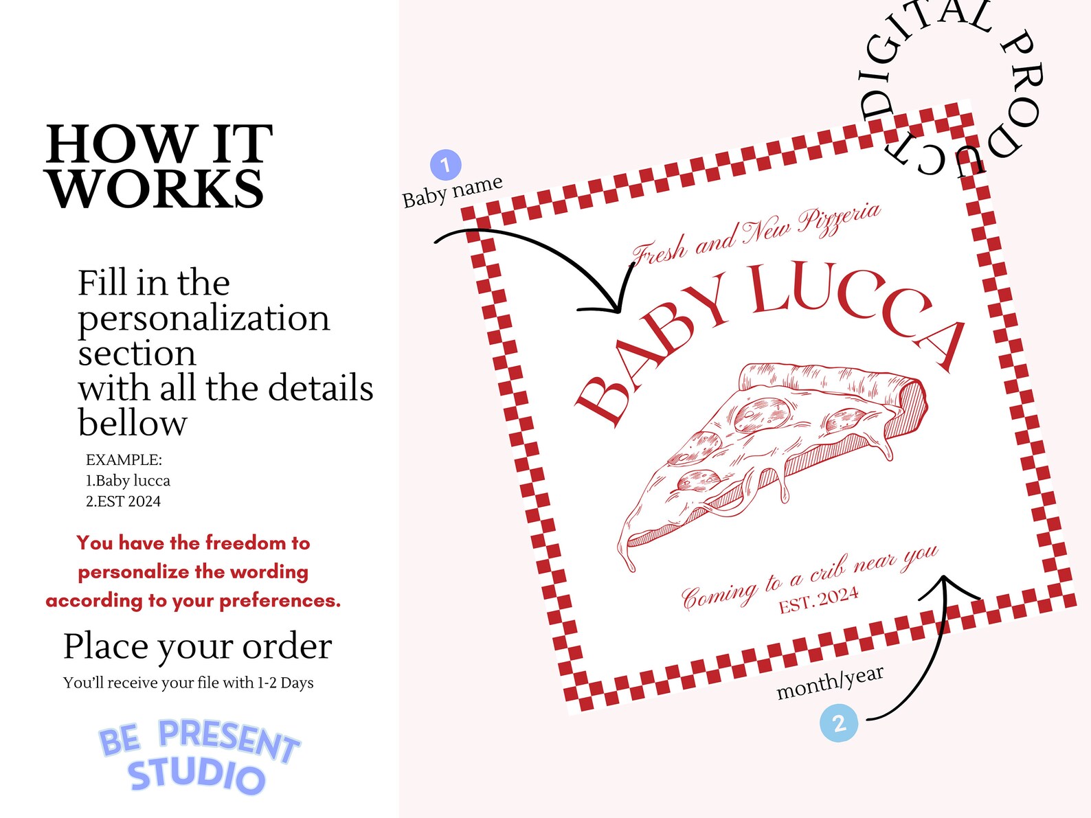 Pregnancy Announcement Digital, Baby Announcement, Digital Pizza Box ...