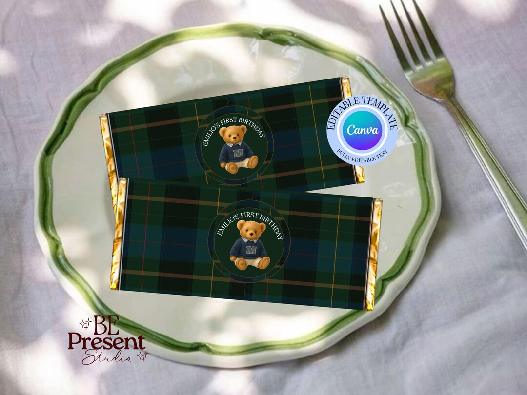 Teddy Bear Baby Shower Chocolate Bar Wrapper Template (digital Download ...