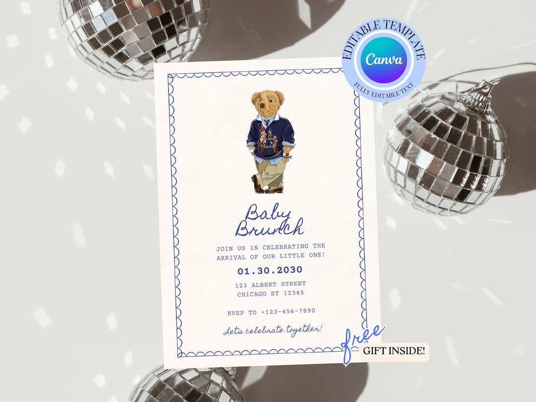 Ralph Lauren Polo Baby Shower Invitation Template Bar Classic Plaid ...