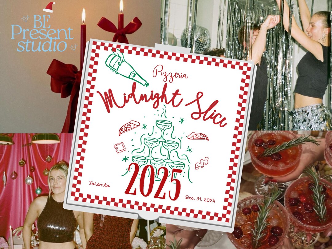 Custom Christmas Pizza Box Invitation: New Year 2025 (digital Download ...