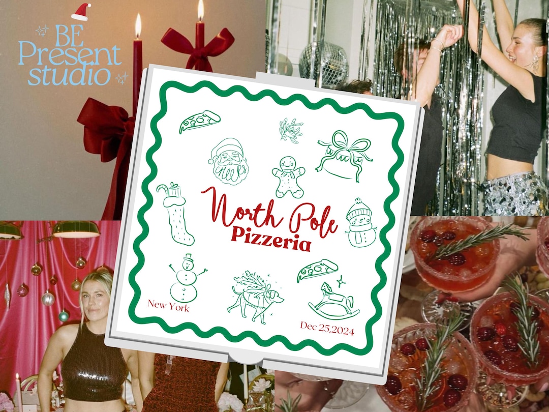 Custom Christmas Pizza Box: Xmas Dinner Invitation (digital Download ...