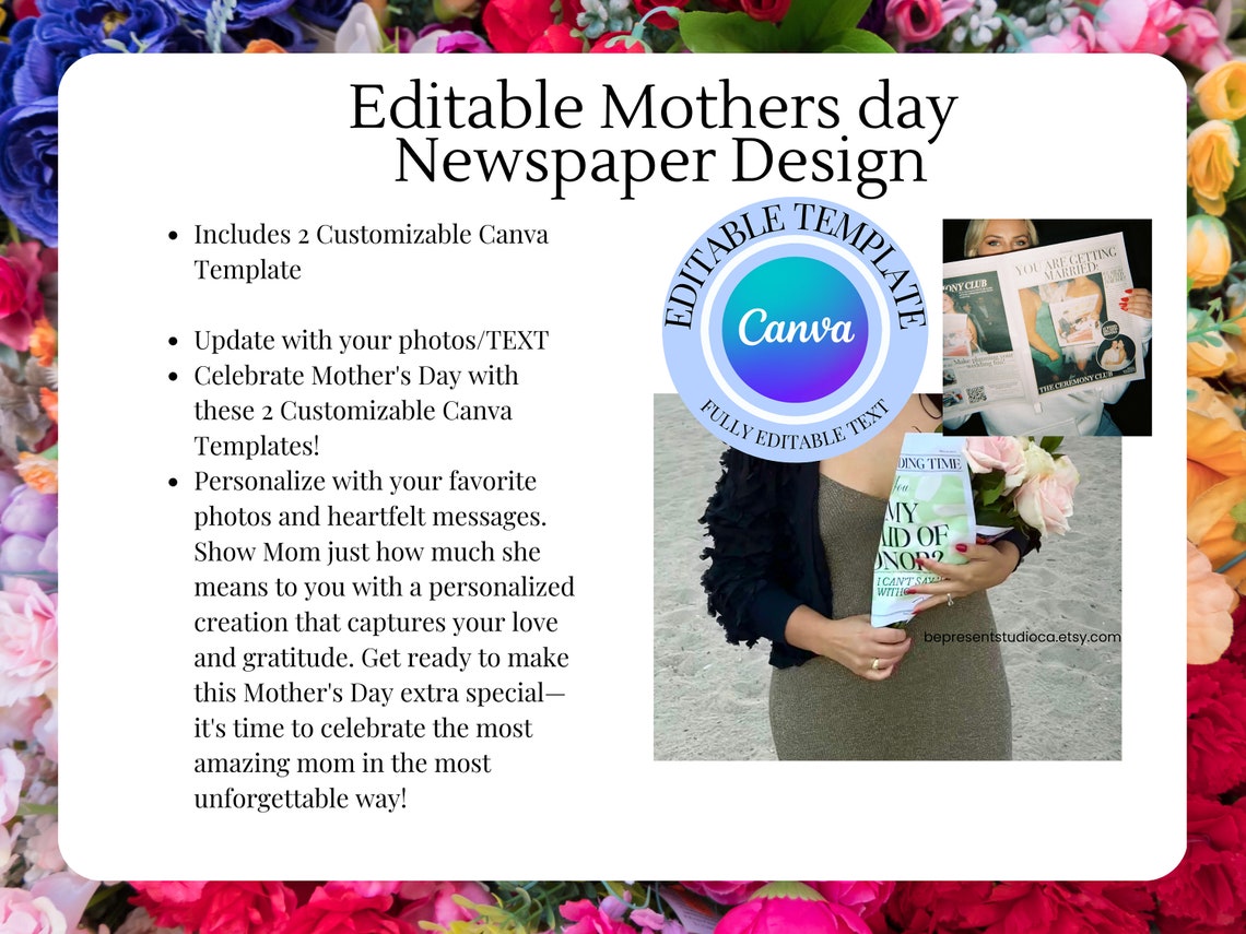 Mothers Day Newspaper Template Mothers Day Gift Personalized Mothers ...