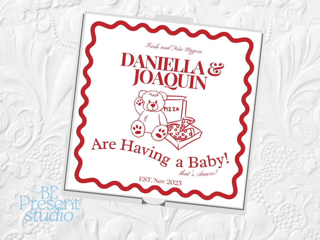 Pregnancy Announcement Digital, Baby Announcement, Digital Pizza Box ...