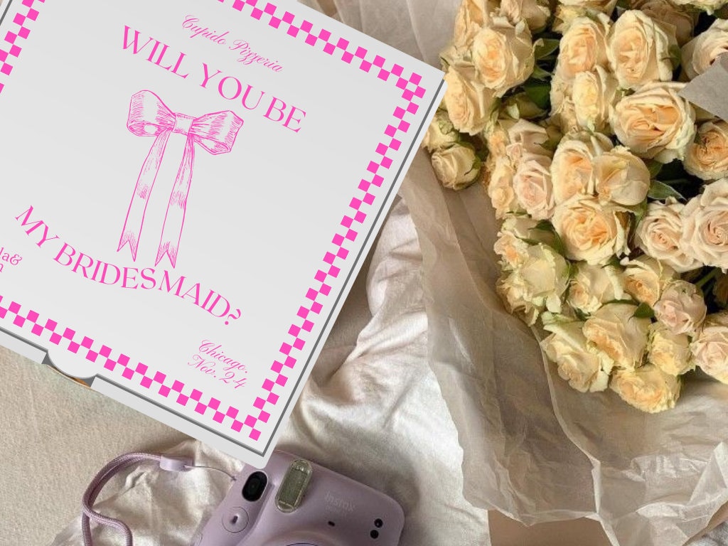Bridesmaid Pizza Box Proposal Template, Digital Bridesmaid Proposal for ...