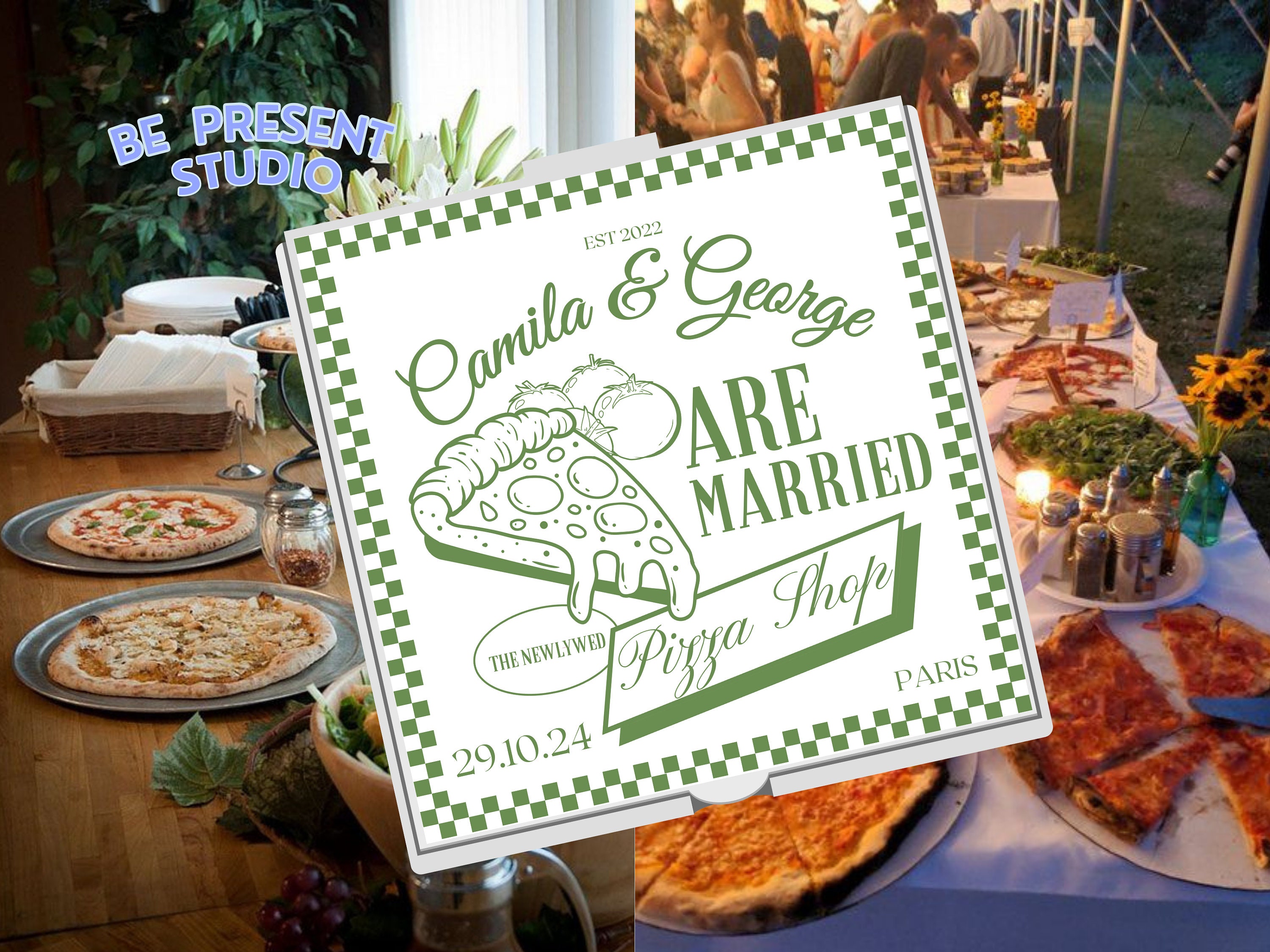 Custom Wedding Pizza Box Template: Rehearsal Dinner Invitation (digital ...