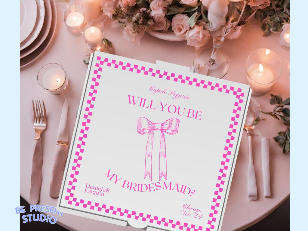 Bridesmaid Pizza Box Proposal Template, Digital Bridesmaid Proposal for ...