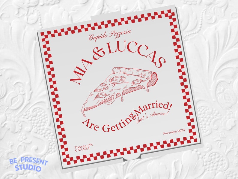 AMORE PIZZA BOX Personalized, Wedding Pizza Box Template, Pizza Box ...