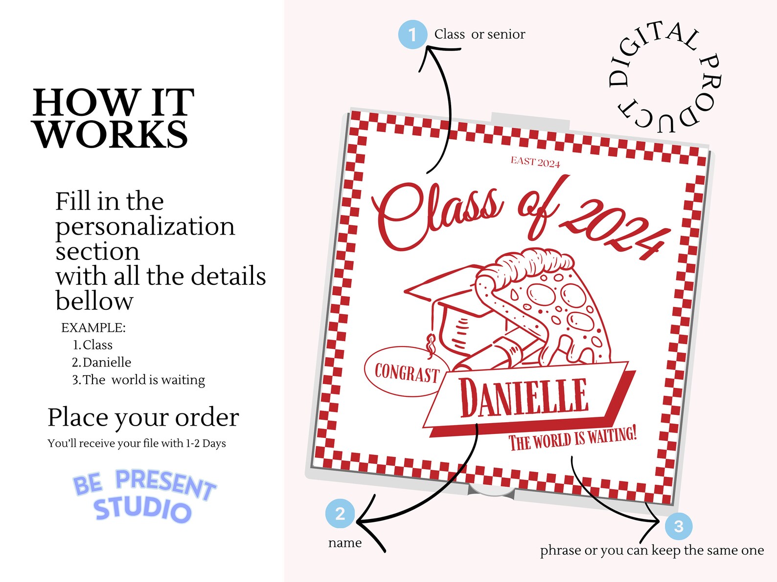 Graduation Pizza Box ,custom Pizza Boxes, Senior Pizza Personalizable ...