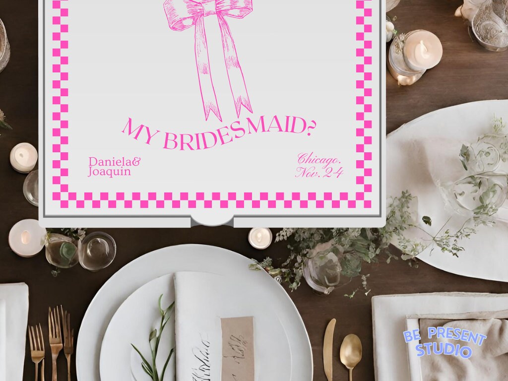 Bridesmaid Pizza Box Proposal Template, Digital Bridesmaid Proposal for ...