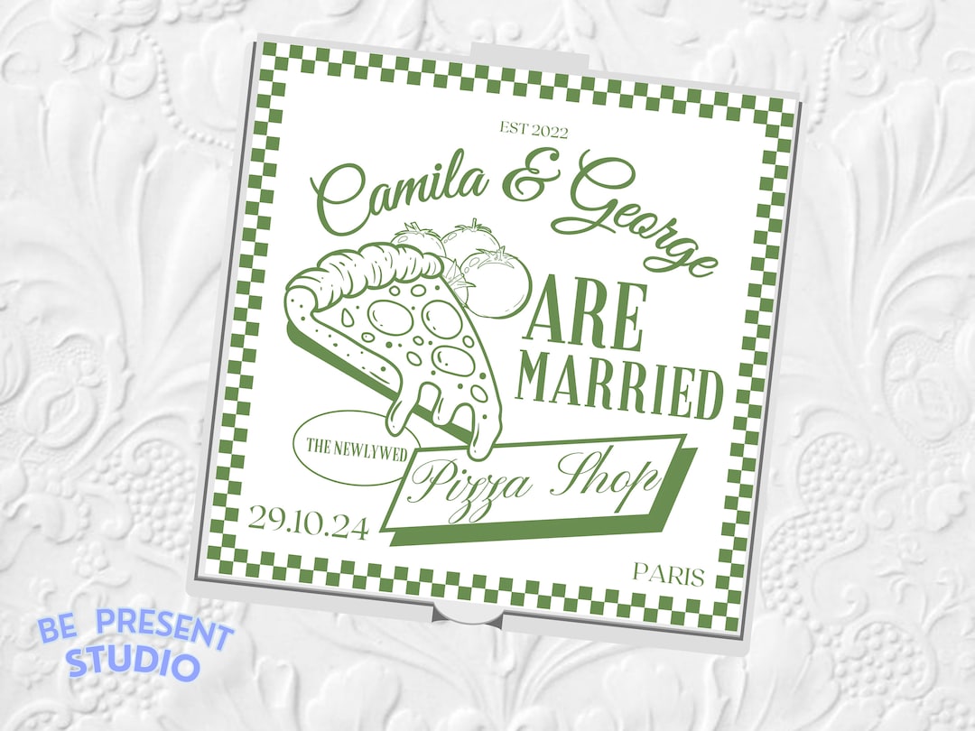 Wedding Pizza Box, Wedding Pizza Box Template, Pizza Box Customizable ...