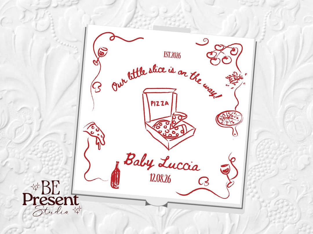Personalized Pizza Box Baby Announcement: Digital Pregnancy Reveal (PNG ...