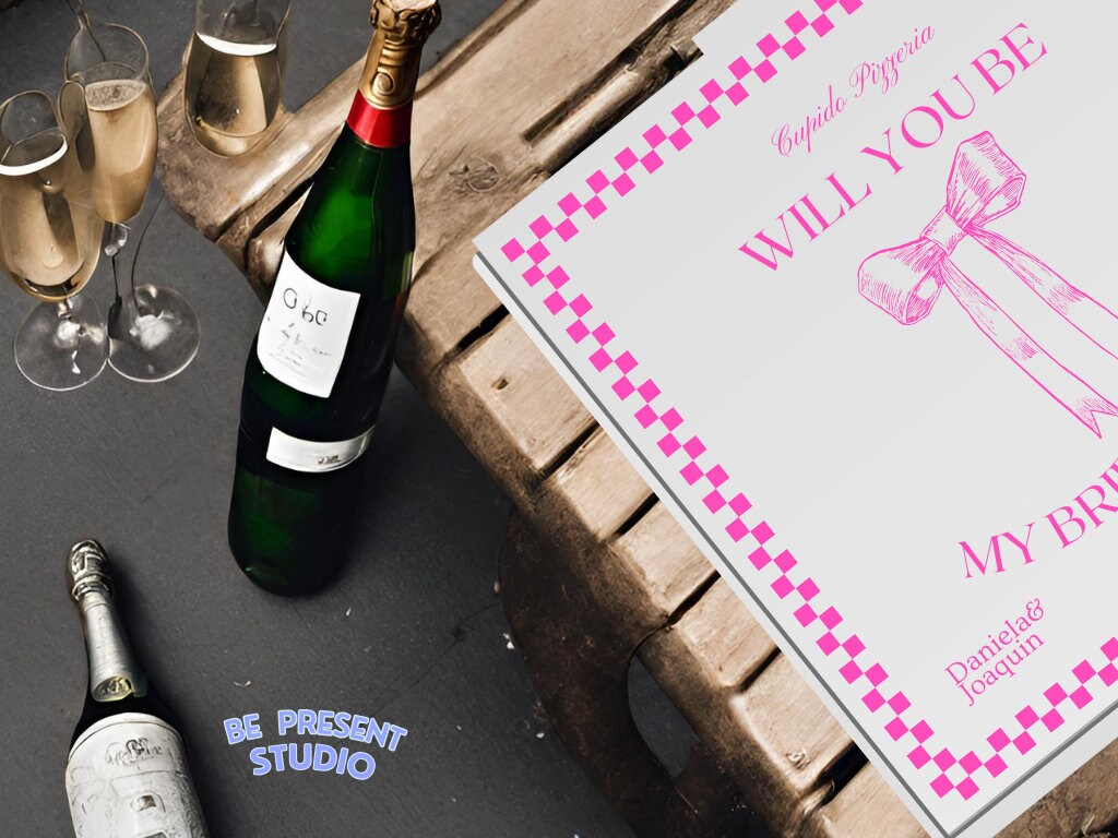 Bridesmaid Pizza Box Proposal Template, Digital Bridesmaid Proposal for ...