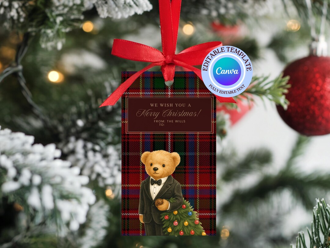 Tartan Teddy Bear Christmas Gift Tags (A4 PDF) - Etsy