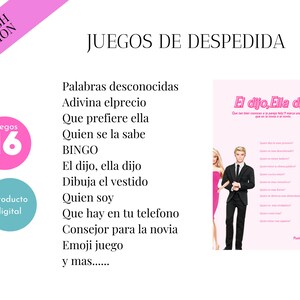 Spanish Printable Bridal Shower Games Set| BARBIE Despedida De Soltera ...