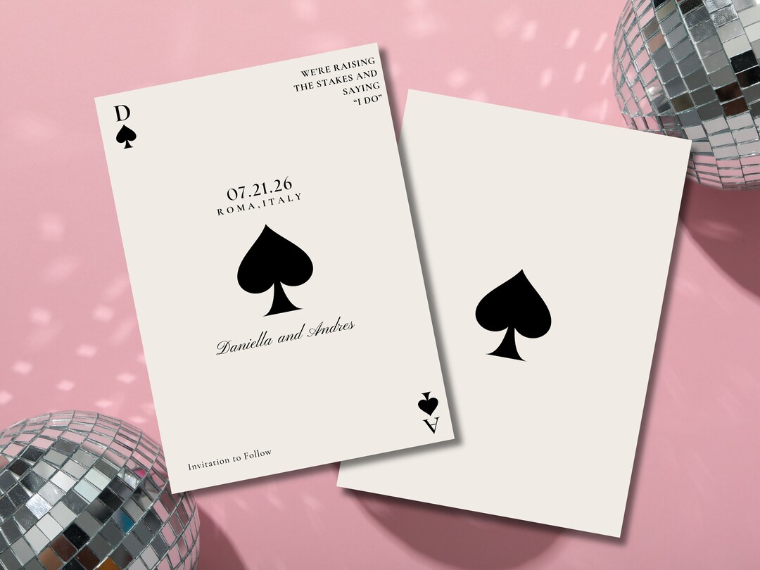 Electronic Classy Casino Wedding Invitation Poker Party Invite Playing ...