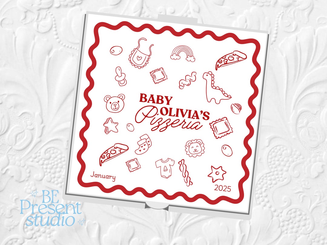 Pregnancy Announcement Digital Baby Announcement, Digital Pizza Box ...