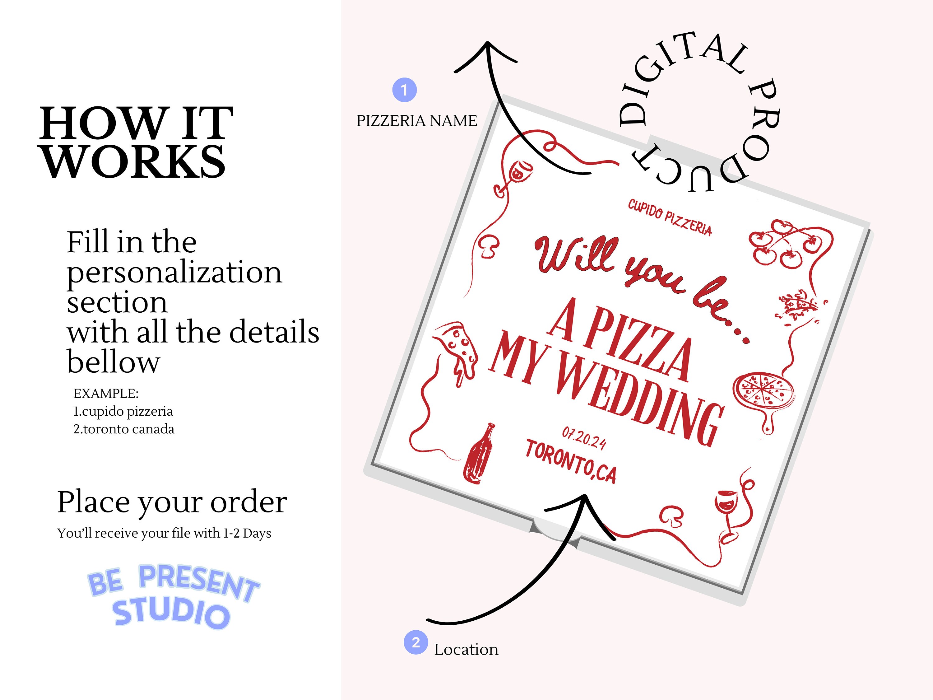 Bridesmaid Pizza Box Proposal Template, Custom Pizza Boxes, Wedding ...