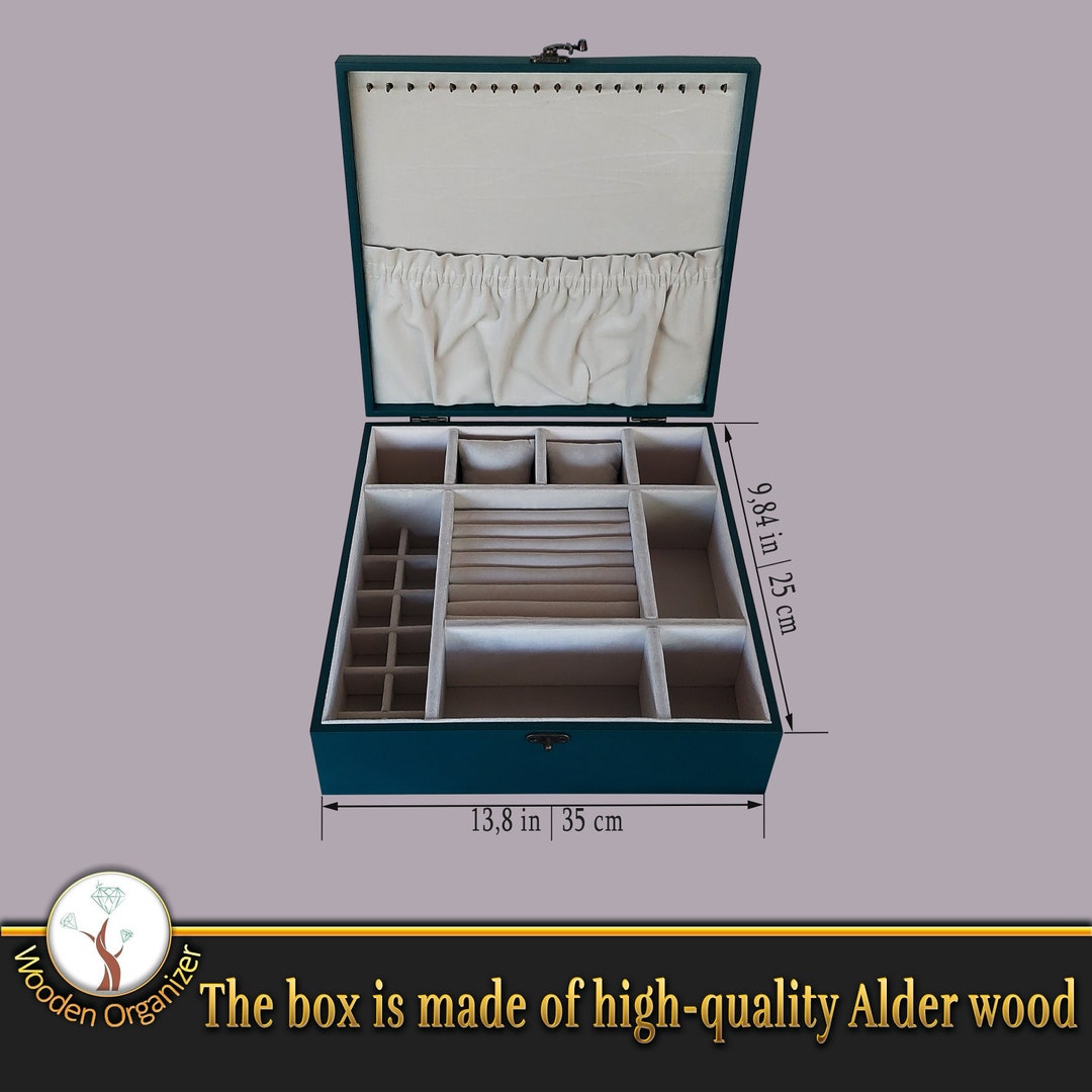 Wooden Jewelry Box for Women, Jewelry Organizer Box With Pocket for ...