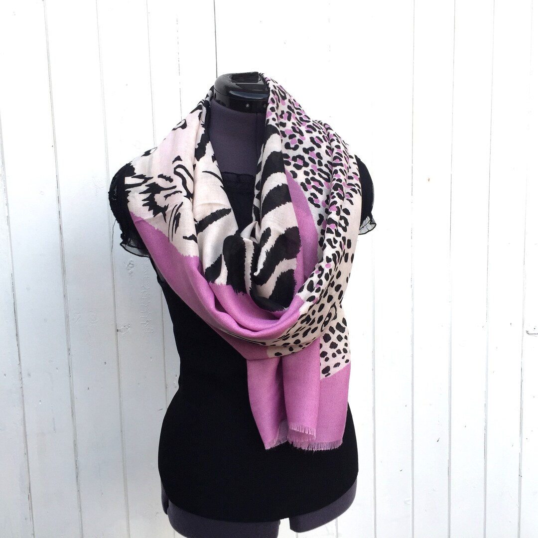 Tiger and Leopard Print Scarf for Women Animal Prints Lilac - Etsy