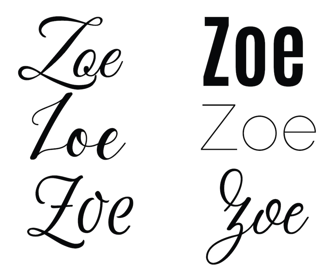 Zoe Svg Nombres De Bebés Svg Nombres De Boda Svg Etsy México