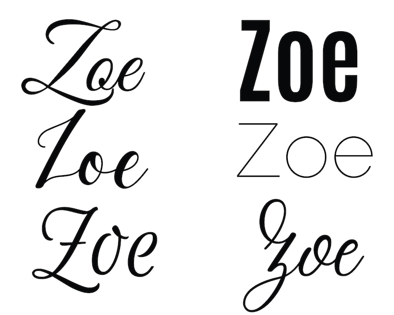 Zoe svg , Baby Names svg, Wedding Names svg - Etsy France