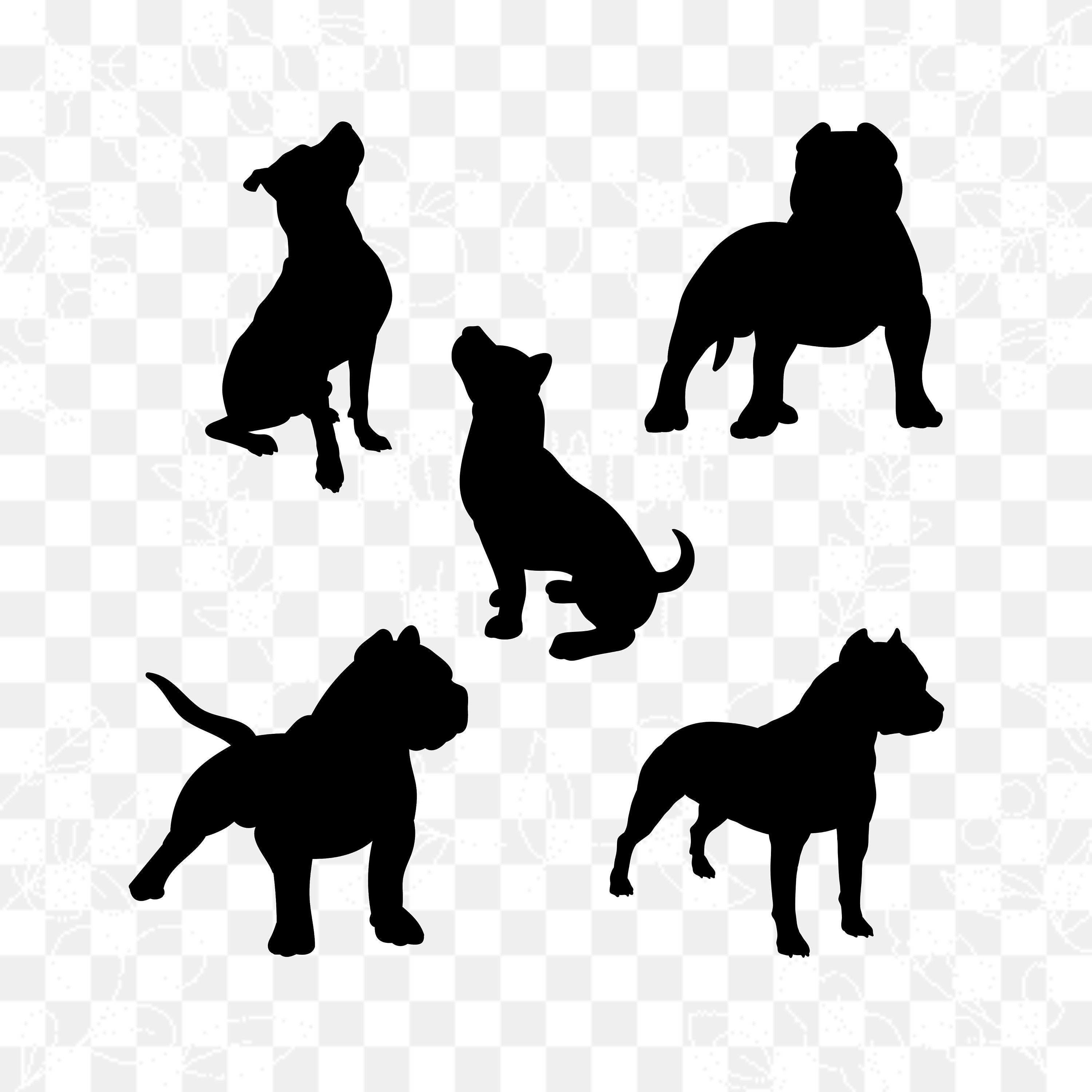 Pitbull Svg , Pitbull Silhouette Bundle Svg , Pitbull Silhouette Svg ...