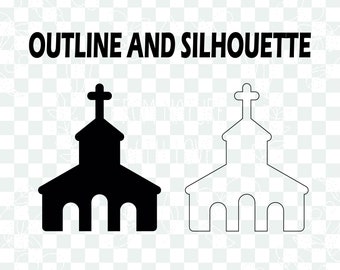 Church Outline Svg - Etsy