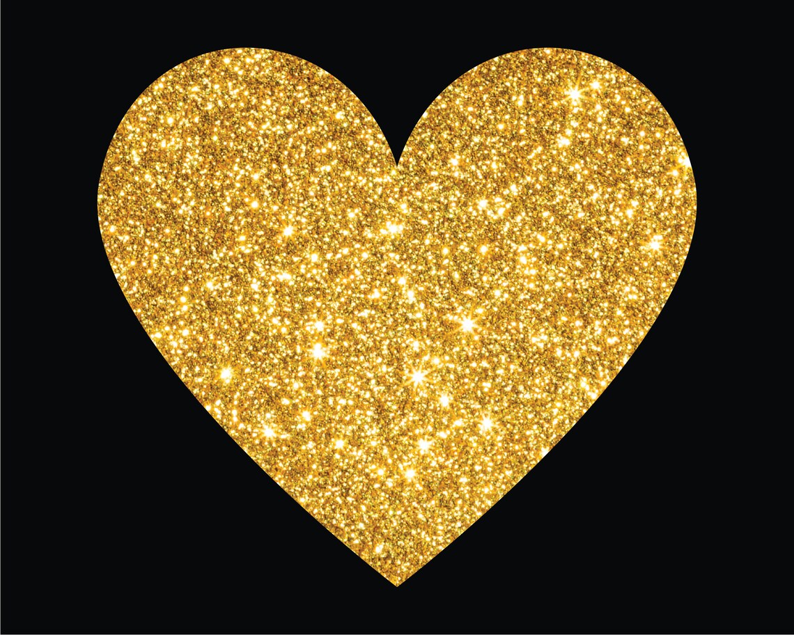 Gold Glitter Heart Gold Heart Clipart Gold Heart Cricut - Etsy