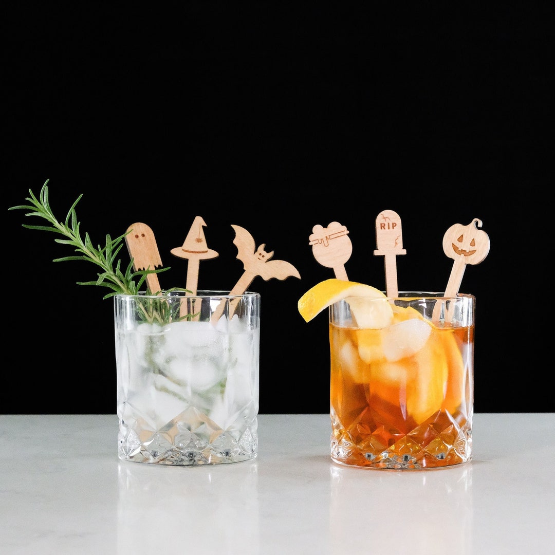 Set of 6 Halloween Stir Sticks, Reusable Spooky Cocktail Swizzle Sticks ...