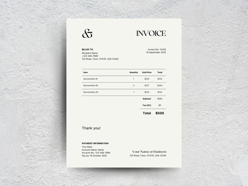 Invoice Template Download. This Editable Invoice Can Be Used for Your Small Business. - Etsy