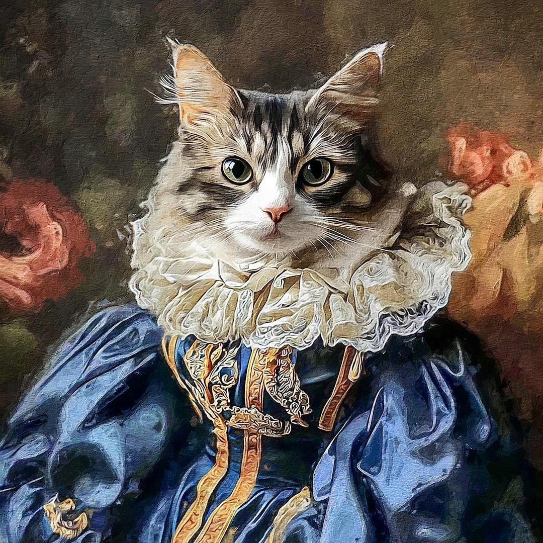 Custom Royal Cat Portrait, Renaissance Cat Painting, Pet Lovers Gift ...