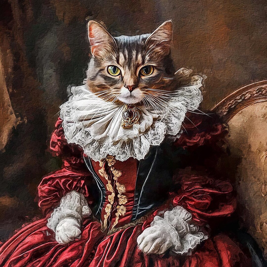 Custom Cat Portrait From Photo, Renaissance Cat Painting, Pet Lovers ...