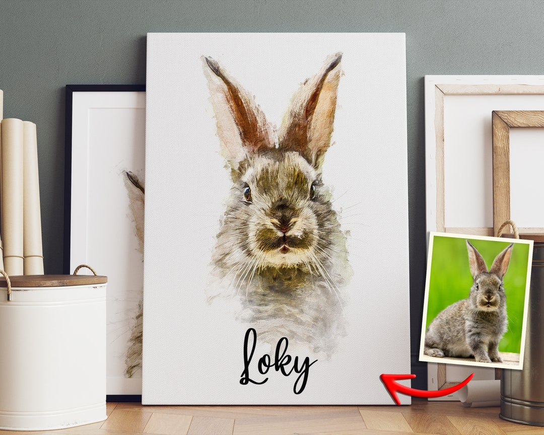 Custom Watercolor Pet Portrait From Photo, Custom Rabbit Portrait, Pet ...