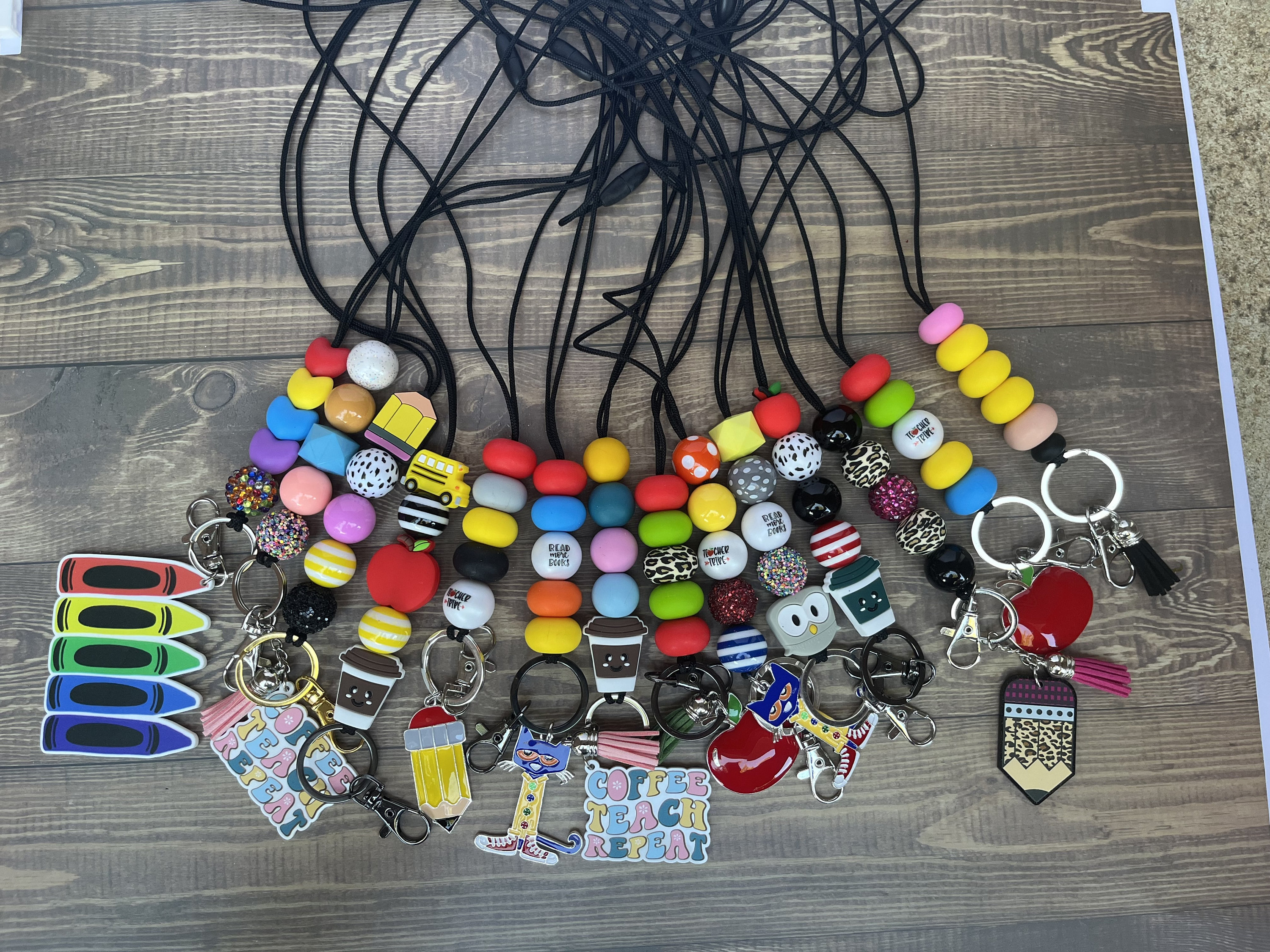 School Themed Lanyard Apple Lanyard Bus Lanyard Coffee - Etsy